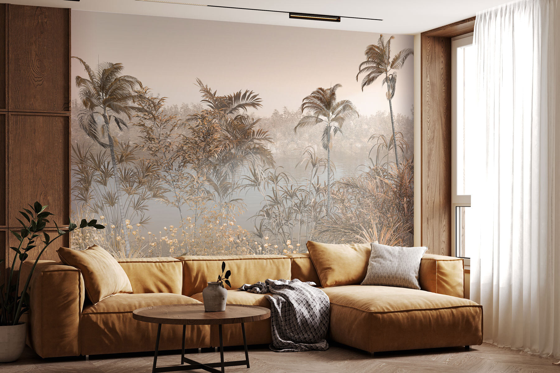 Loodus fototapeedid, tapeedid seinal Troopilised puud ja lehed # u98929